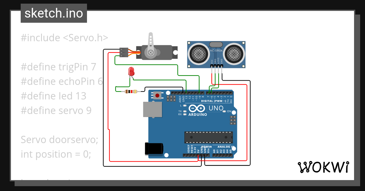 Servo Ultrasonic Sensorled Wokwi Esp32 Stm32 Arduino Simulator 6181