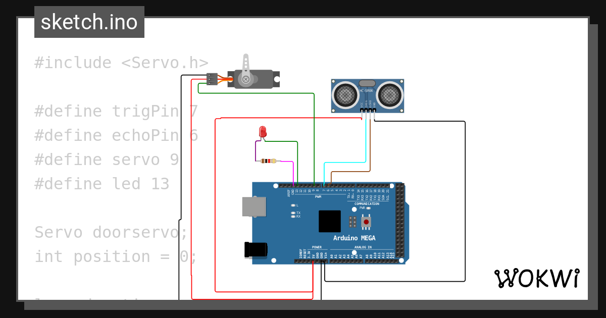 Servo Ultrasonicled Wokwi Esp32 Stm32 Arduino Simulator 