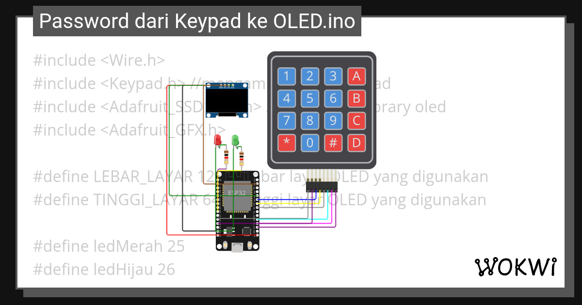 Password dari Keypad ke OLED.ino - Wokwi ESP32, STM32, Arduino Simulator