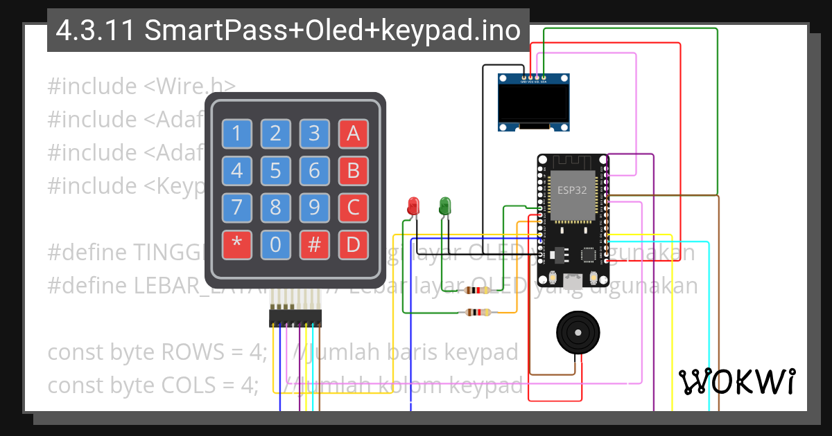 4.3.11 SmartPass+Oled+keypad.ino - Wokwi ESP32, STM32, Arduino Simulator