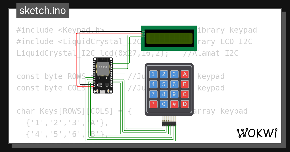 Smart Password I2c 2x16 Wokwi Esp32 Stm32 Arduino Simulator