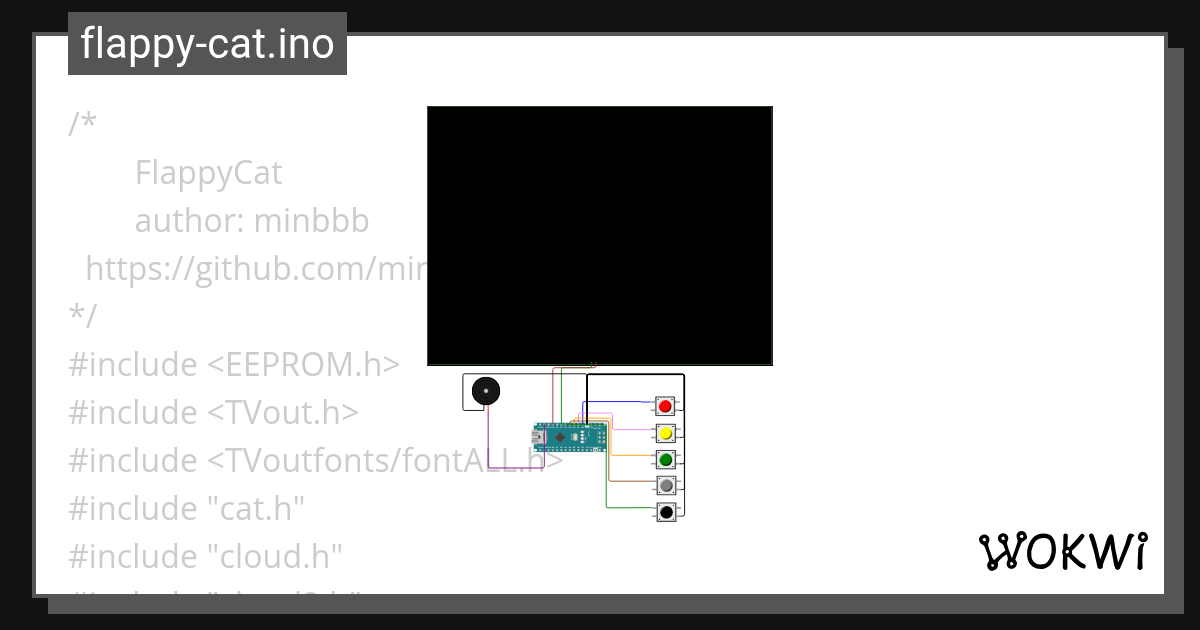 flappy-cat.ino - Wokwi ESP32, STM32, Arduino Simulator