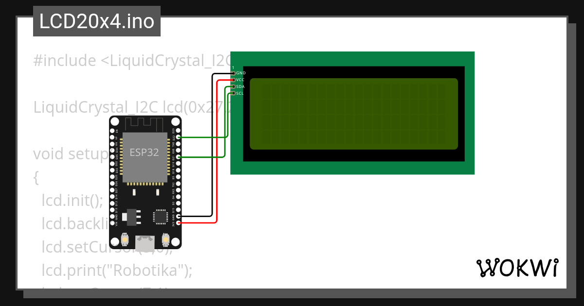 LCD20x4.ino - Wokwi ESP32, STM32, Arduino Simulator