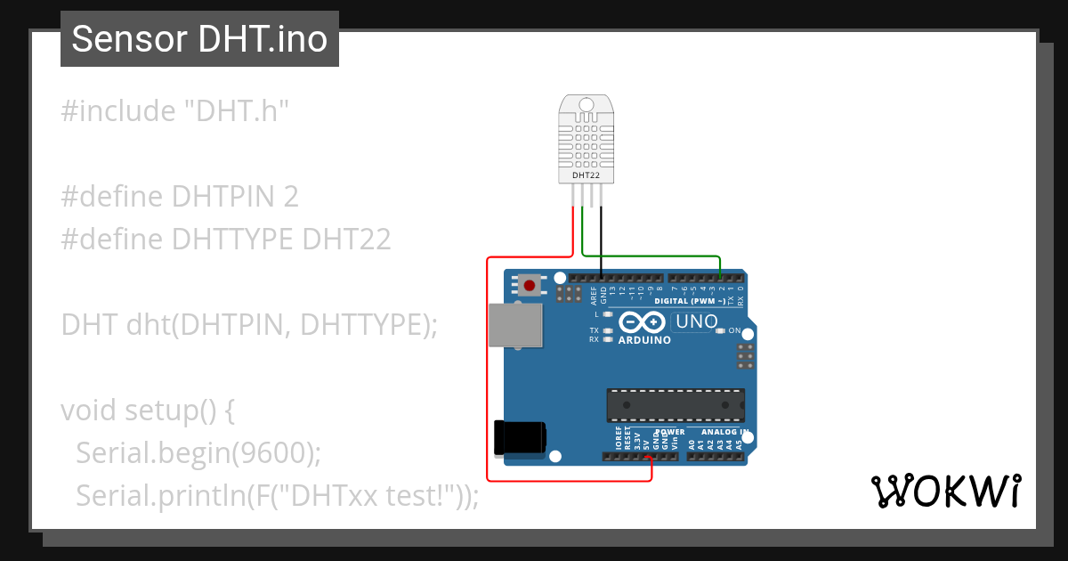 Sensor DHT.ino - Wokwi ESP32, STM32, Arduino Simulator