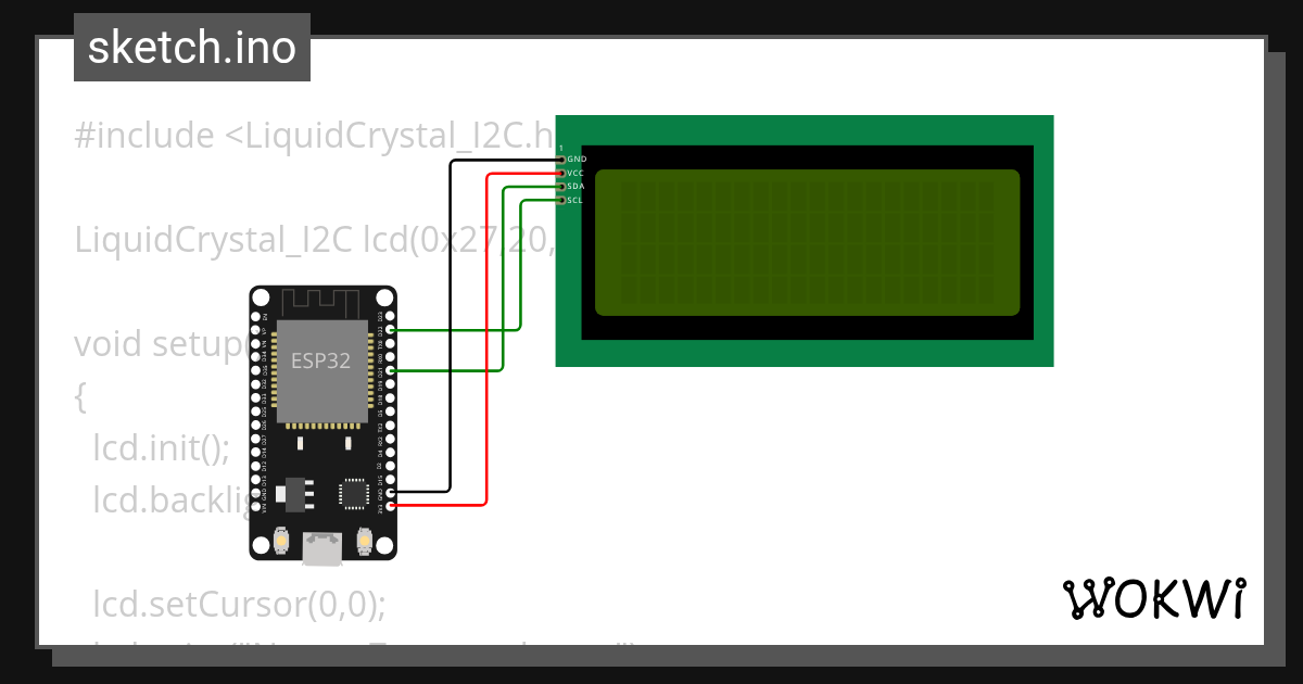 LCD_I2C - Wokwi ESP32, STM32, Arduino Simulator