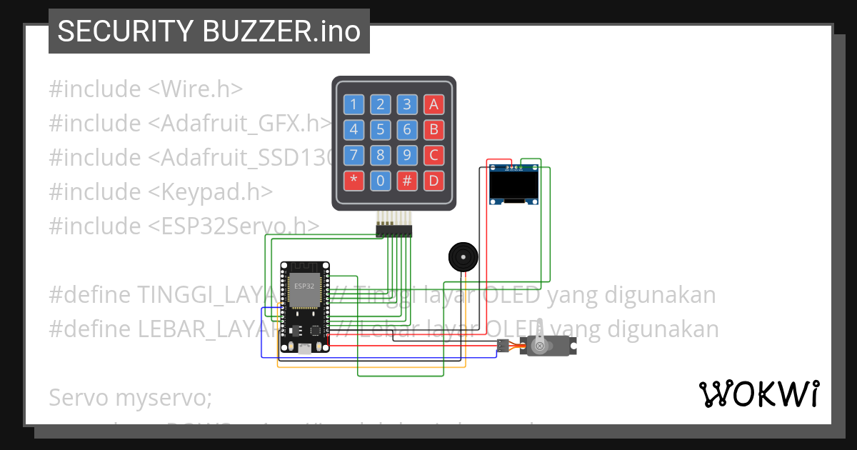 Topik 5 Challenges SECURITY BUZZER.ino - Wokwi ESP32, STM32, Arduino Simulator