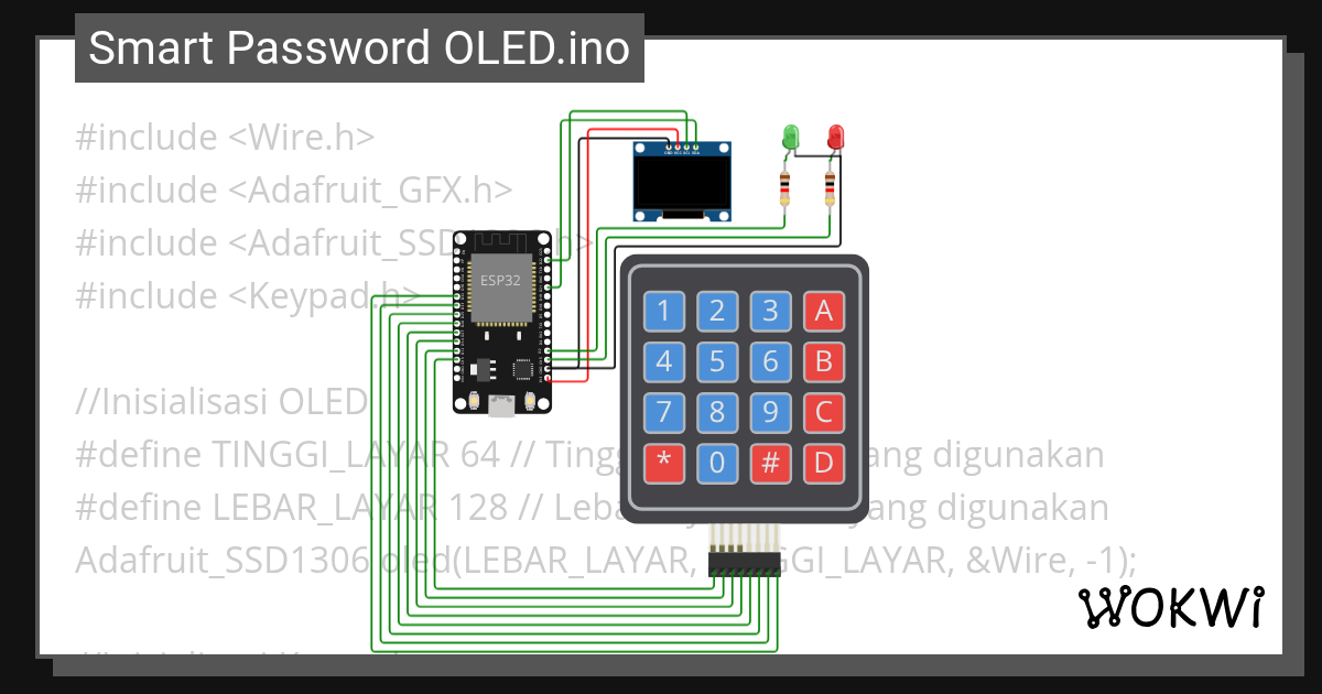 Smart Password OLED.ino - Wokwi ESP32, STM32, Arduino Simulator