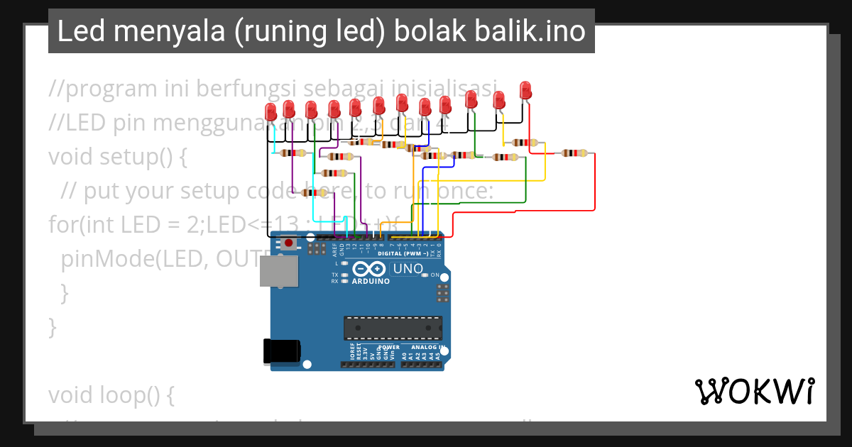 Led Menyala Runing Led Bolak O Wokwi Esp32 Stm32 Arduino 