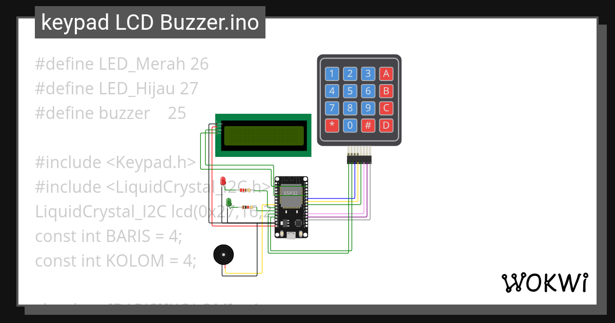 keypad LCD Buzzer.ino - Wokwi ESP32, STM32, Arduino Simulator