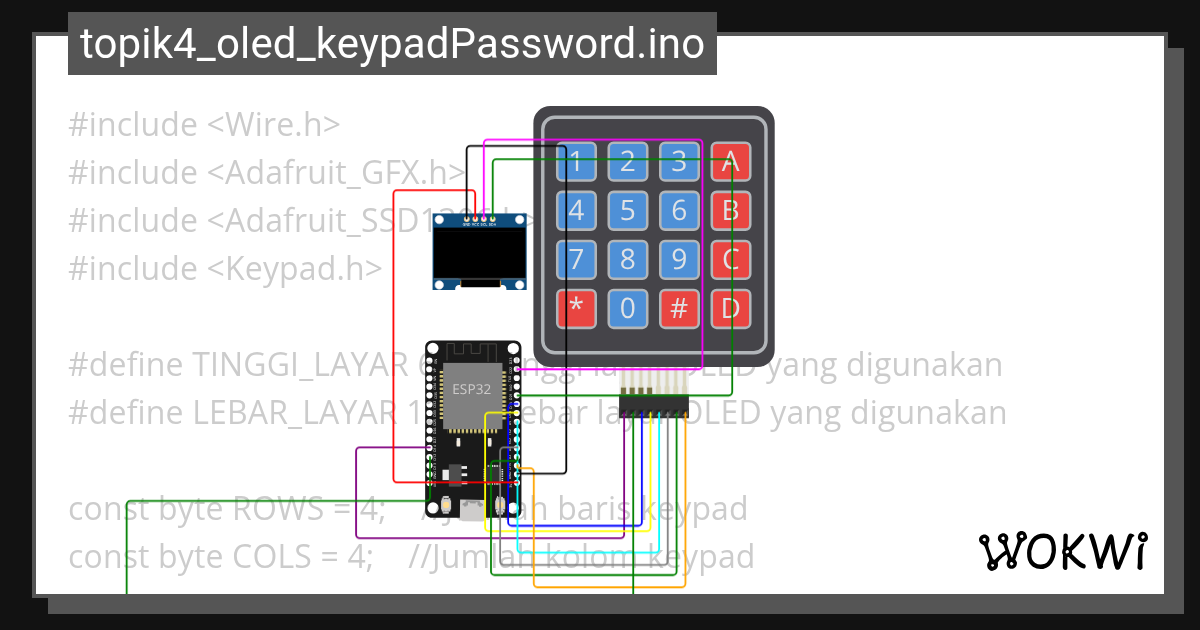 topik4_oled_keypadPassword.ino - Wokwi ESP32, STM32, Arduino Simulator