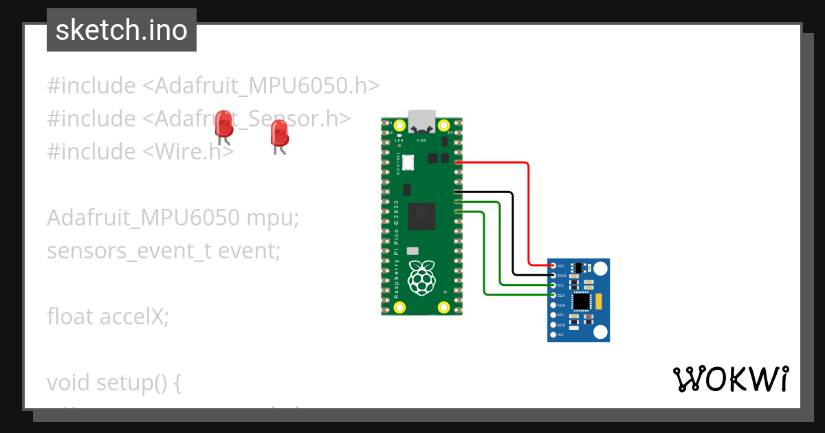 IMU control test - Wokwi ESP32, STM32, Arduino Simulator