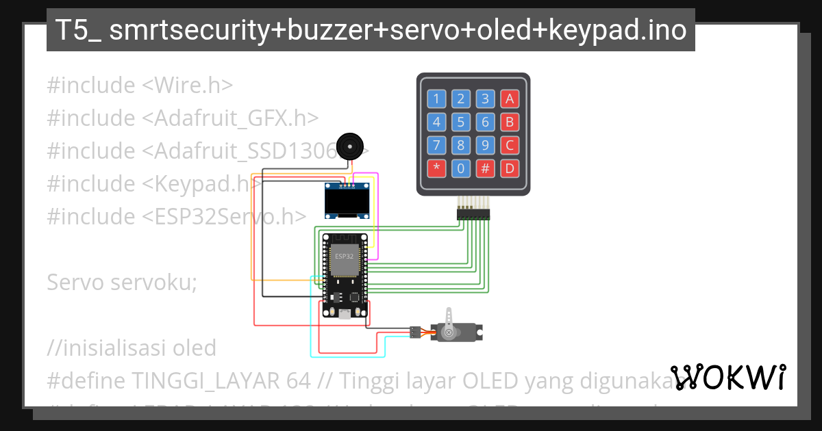 T5 Smrtsecuritybuzzerservooledo Wokwi Esp32 Stm32 Arduino Simulator 