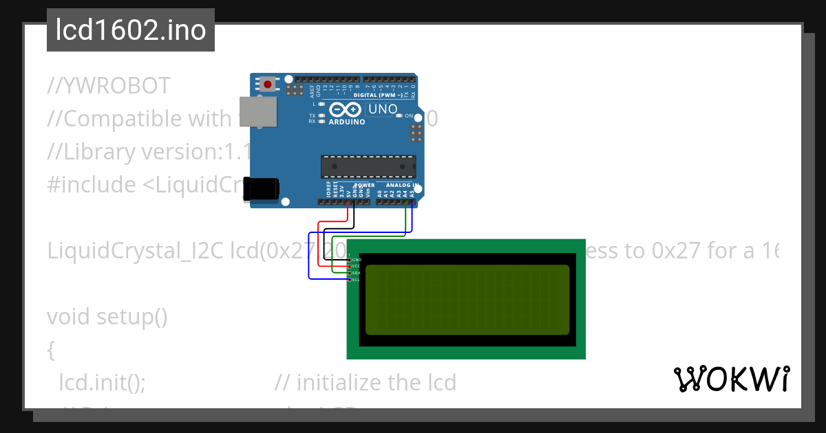 lcd1602.ino - Wokwi ESP32, STM32, Arduino Simulator