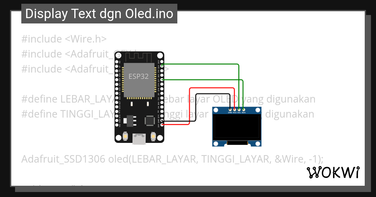 Display Text dgn Oled.ino - Wokwi ESP32, STM32, Arduino Simulator