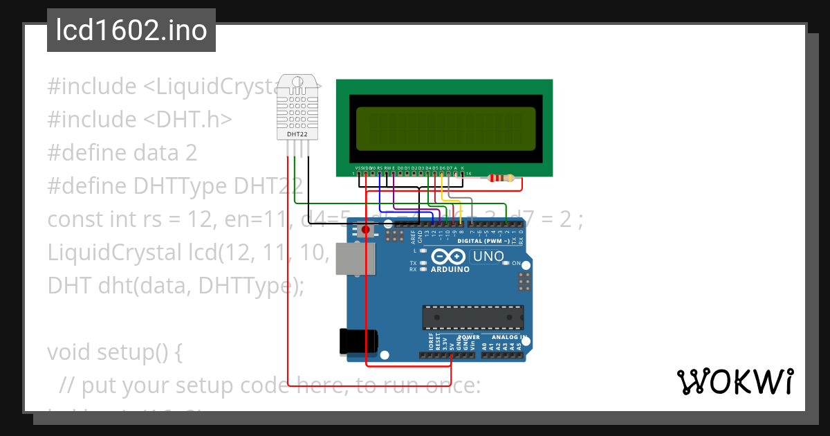 lcd1602.ino - Wokwi ESP32, STM32, Arduino Simulator