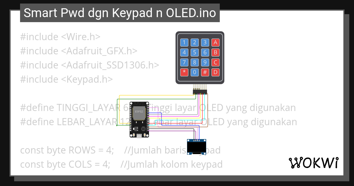 Smart Pwd dgn Keypad n OLED.ino - Wokwi ESP32, STM32, Arduino Simulator