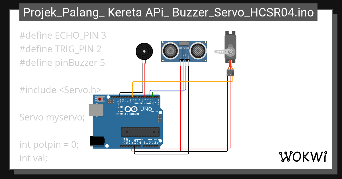 Projek_Palang_ Kereta APi_ Buzzer_Servo_HCSR04.ino - Wokwi ESP32, STM32, Arduino Simulator