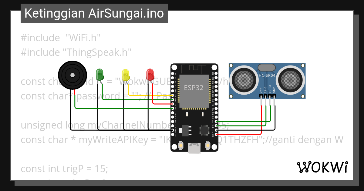 Ketinggian AirSungai.ino - Wokwi ESP32, STM32, Arduino Simulator