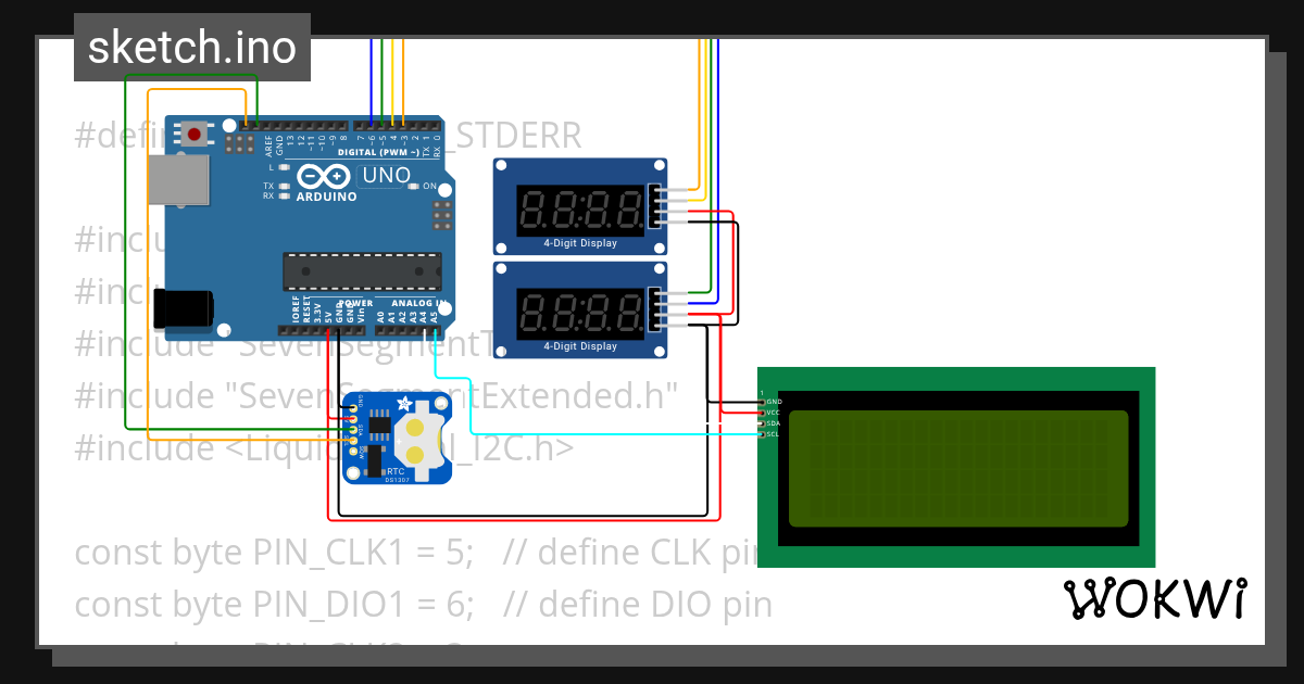 Clock with Display - Wokwi ESP32, STM32, Arduino Simulator