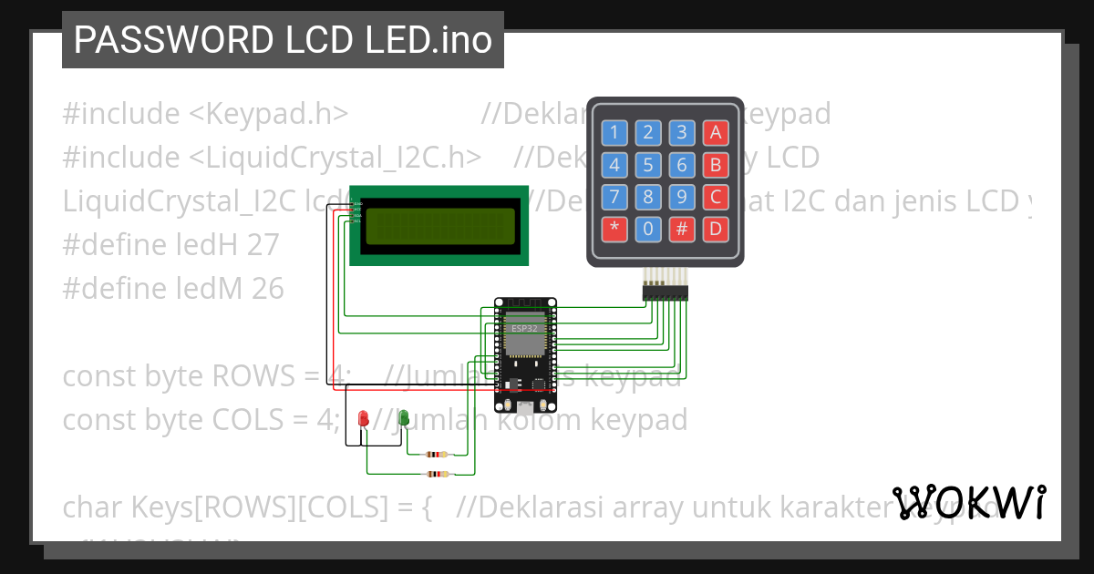 PASSWORD LCD LED.ino - Wokwi ESP32, STM32, Arduino Simulator