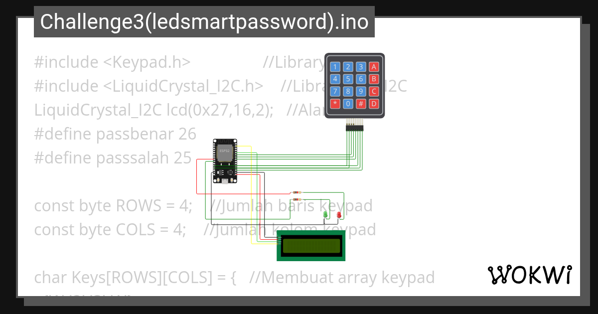 Challenge3(ledsmartpassword).ino - Wokwi ESP32, STM32, Arduino Simulator