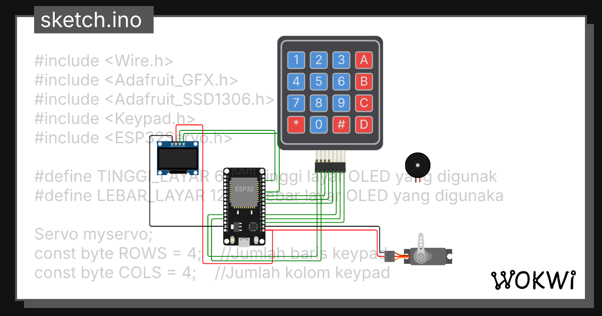 T.5 Keypad,OLED,Servo,Buzzer yudhi - Wokwi Arduino and ESP32 Simulator