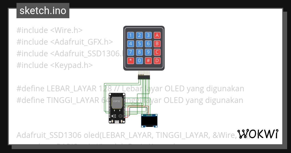 SSD1306-KEYPAD.ino - Wokwi ESP32, STM32, Arduino Simulator