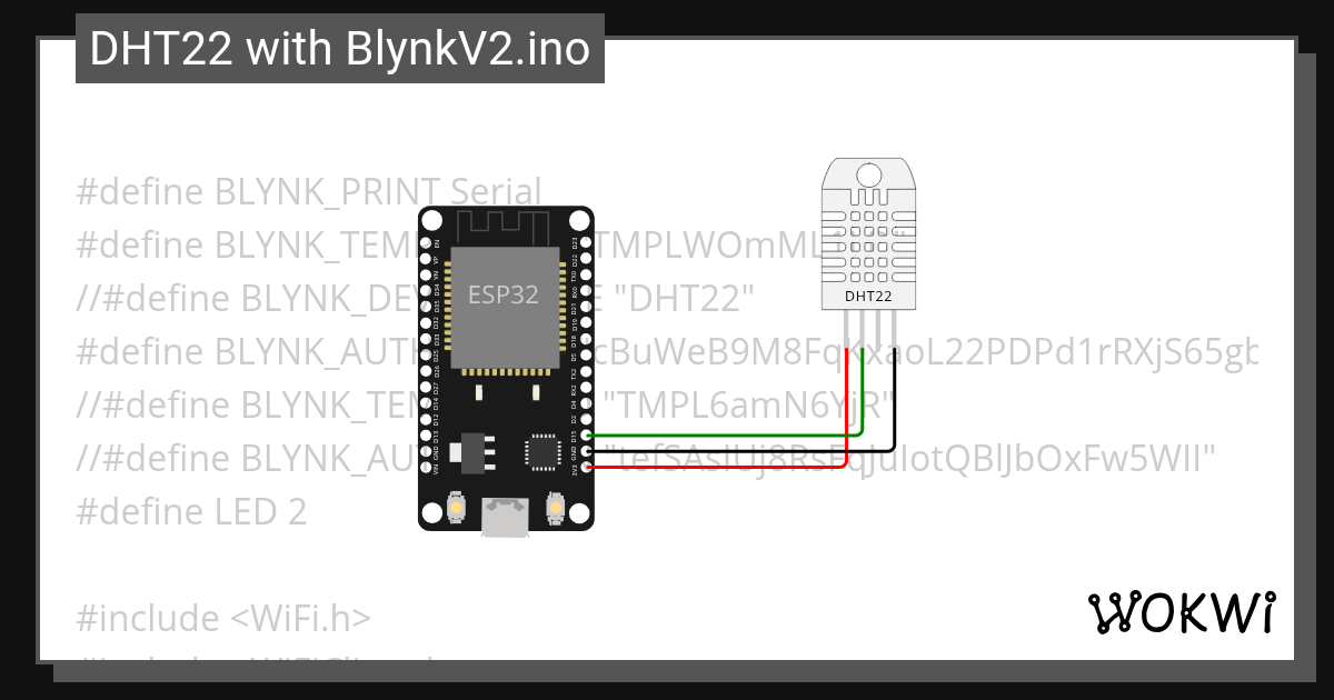 DHT22 with BlynkV2.ino - Wokwi ESP32, STM32, Arduino Simulator