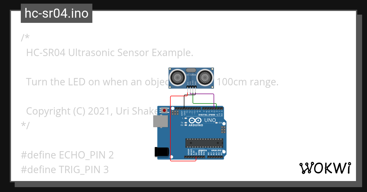 Sensor ultrasonik - Wokwi ESP32, STM32, Arduino Simulator