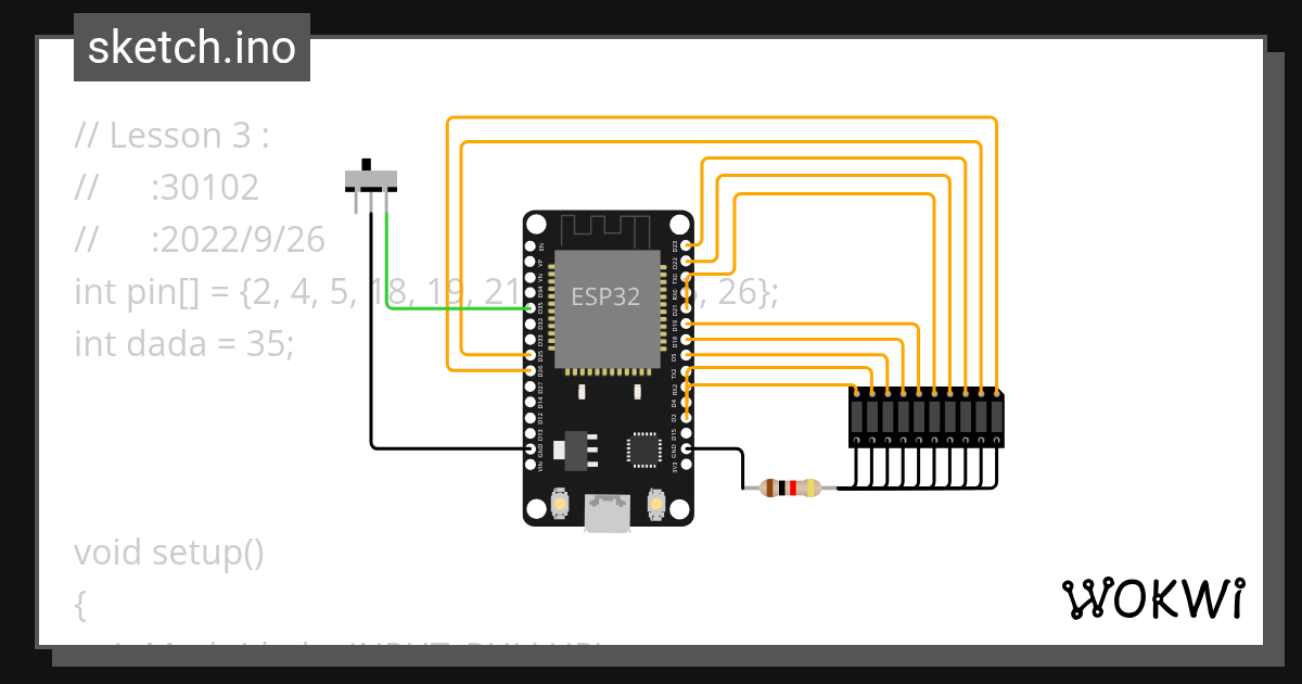 流水燈 開關 Wokwi Esp32 Stm32 Arduino Simulator