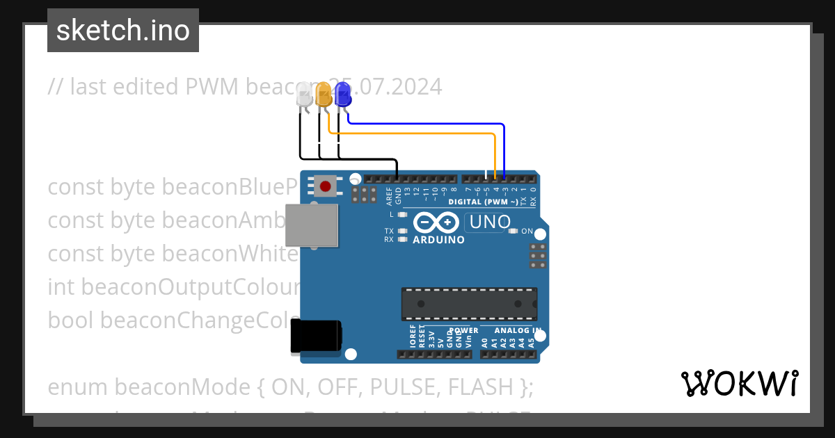 PWM beacon 25.07.2024 - Wokwi ESP32, STM32, Arduino Simulator