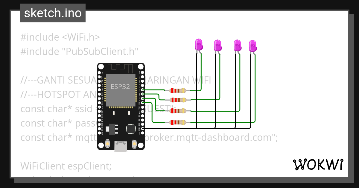4 Led Mqtt Dashboard Wokwi Esp32 Stm32 Arduino Simulator 