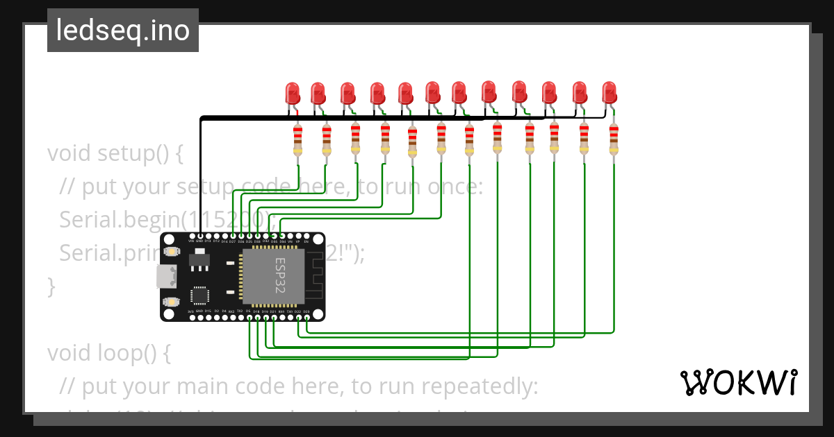 ledseq.ino - Wokwi ESP32, STM32, Arduino Simulator