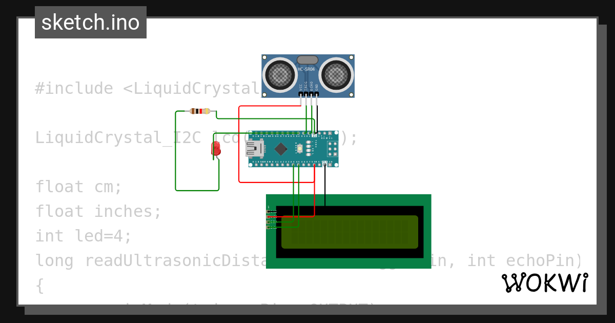 Ultraschall Sensor With Led Wokwi Esp32 Stm32 Arduino Simulator 6228