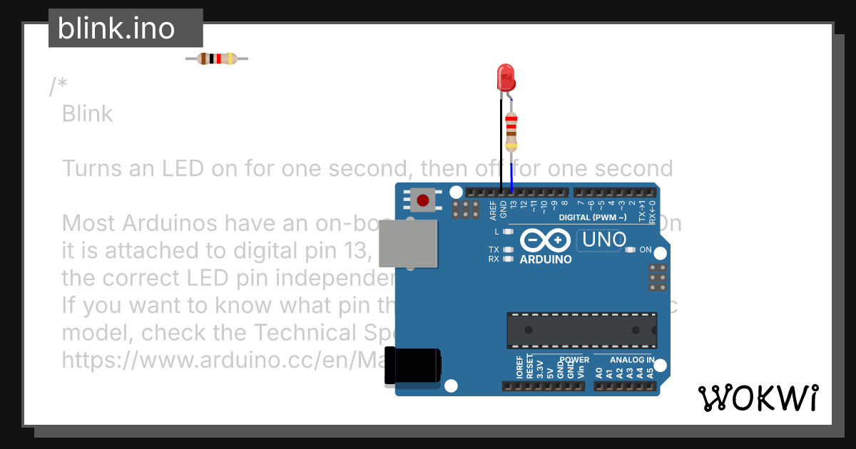 blink.ino - Wokwi ESP32, STM32, Arduino Simulator