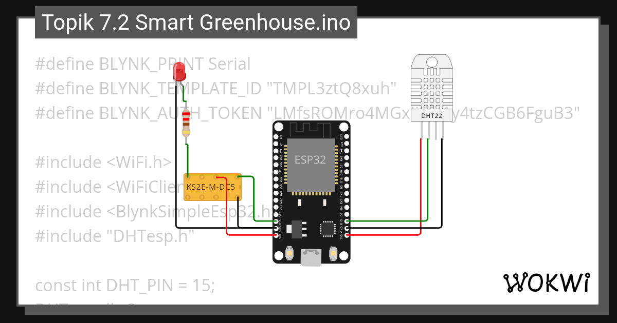 Topik 7.2 Smart Greenhouse.ino - Wokwi ESP32, STM32, Arduino Simulator