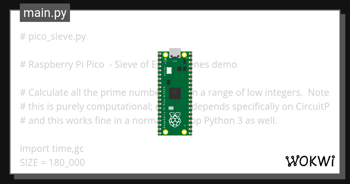 Pico Prime Sieve - Wokwi ESP32, STM32, Arduino Simulator