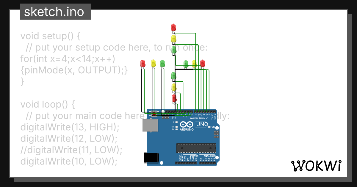 Traffic light 4 sisi 2.ino - Wokwi ESP32, STM32, Arduino Simulator