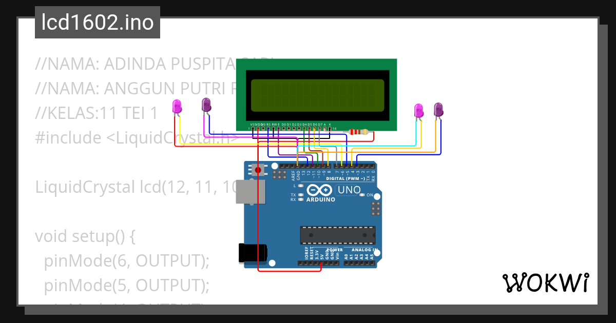 lcd1602.ino - Wokwi ESP32, STM32, Arduino Simulator