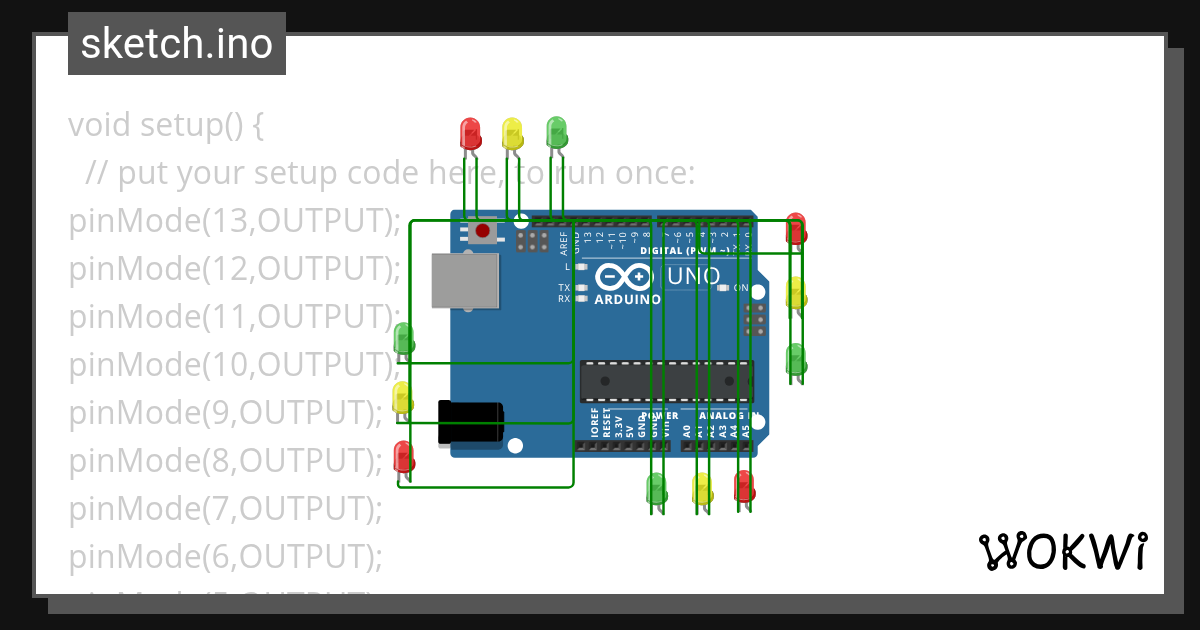 lampu merah perempatan.ino - Wokwi ESP32, STM32, Arduino Simulator