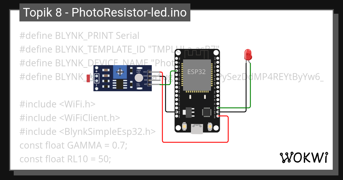Topik 8 - PhotoResistor-led.ino - Wokwi ESP32, STM32, Arduino Simulator