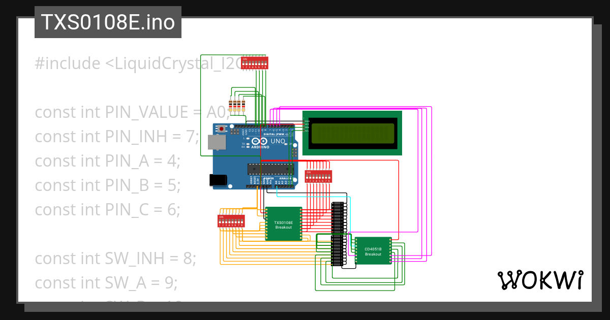 TXS0108E.ino - Wokwi ESP32, STM32, Arduino Simulator