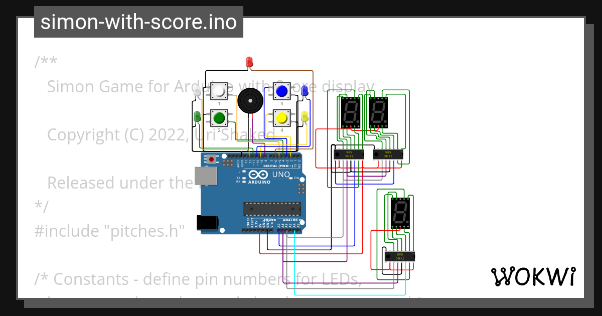 simon-with-score.ino - Wokwi ESP32, STM32, Arduino Simulator