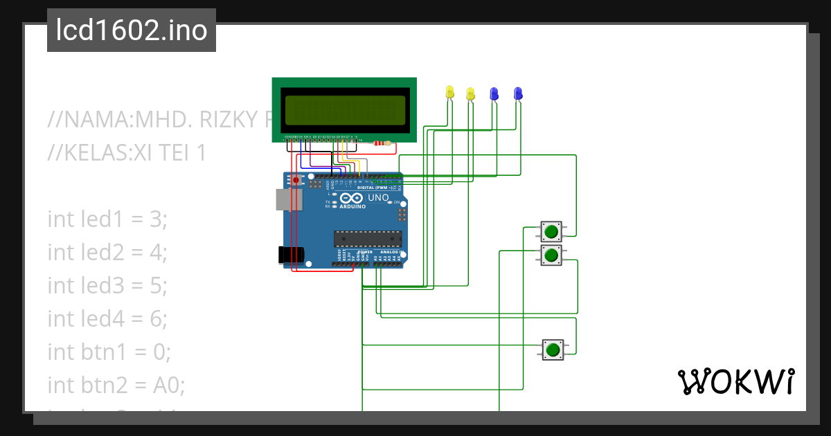 lcd1602.ino - Wokwi ESP32, STM32, Arduino Simulator