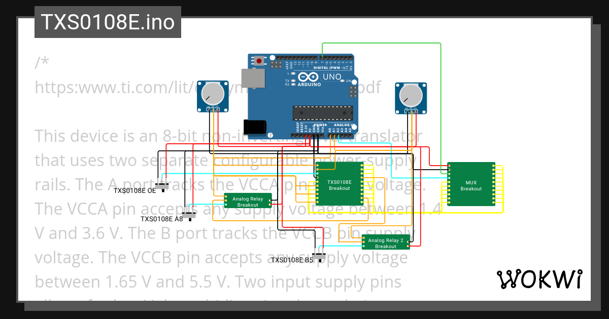 TXS0108E.ino - Wokwi ESP32, STM32, Arduino Simulator
