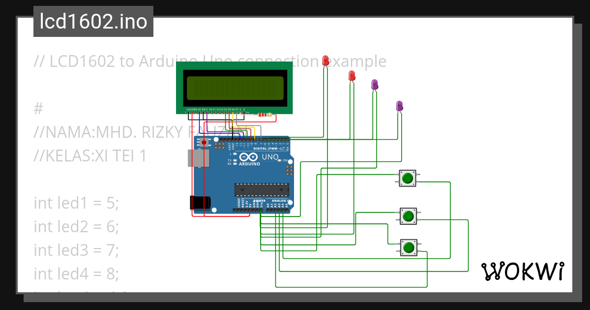 lcd1602.ino - Wokwi ESP32, STM32, Arduino Simulator