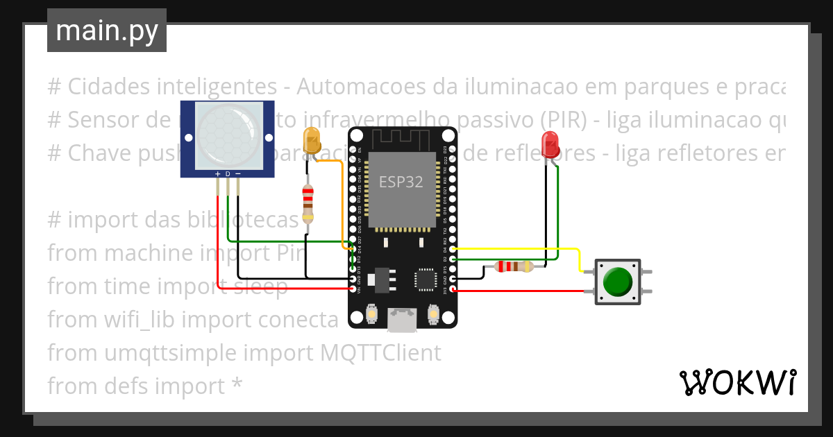 IOT Iluminacao de Parques e Pracas Christina Nowak conexao a internet - Wokwi ESP32, STM32 ...