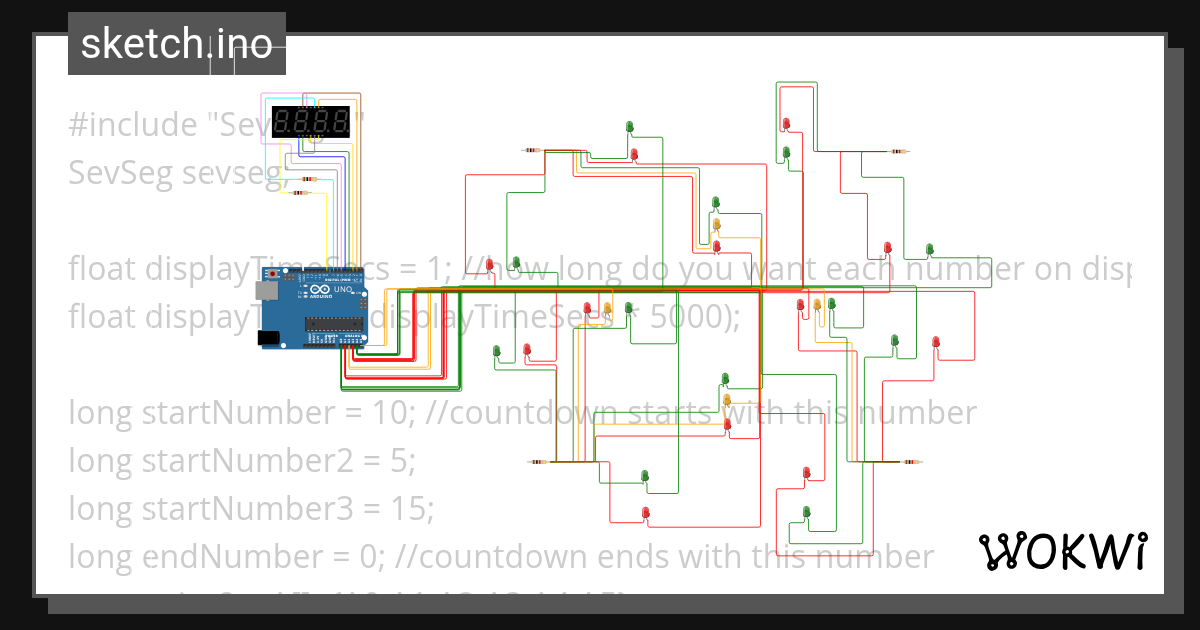 Traffic Light With Timer - Wokwi ESP32, STM32, Arduino Simulator