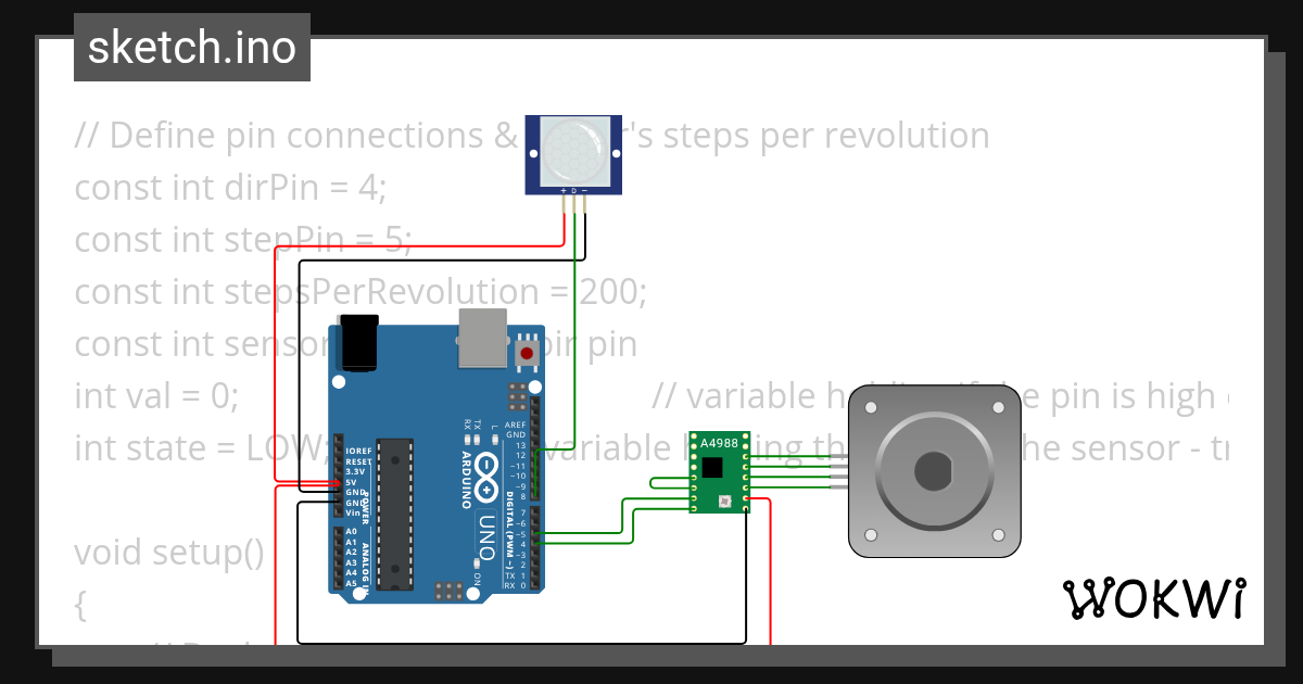 MAYA STEPPER WITH PIR - Wokwi ESP32, STM32, Arduino Simulator
