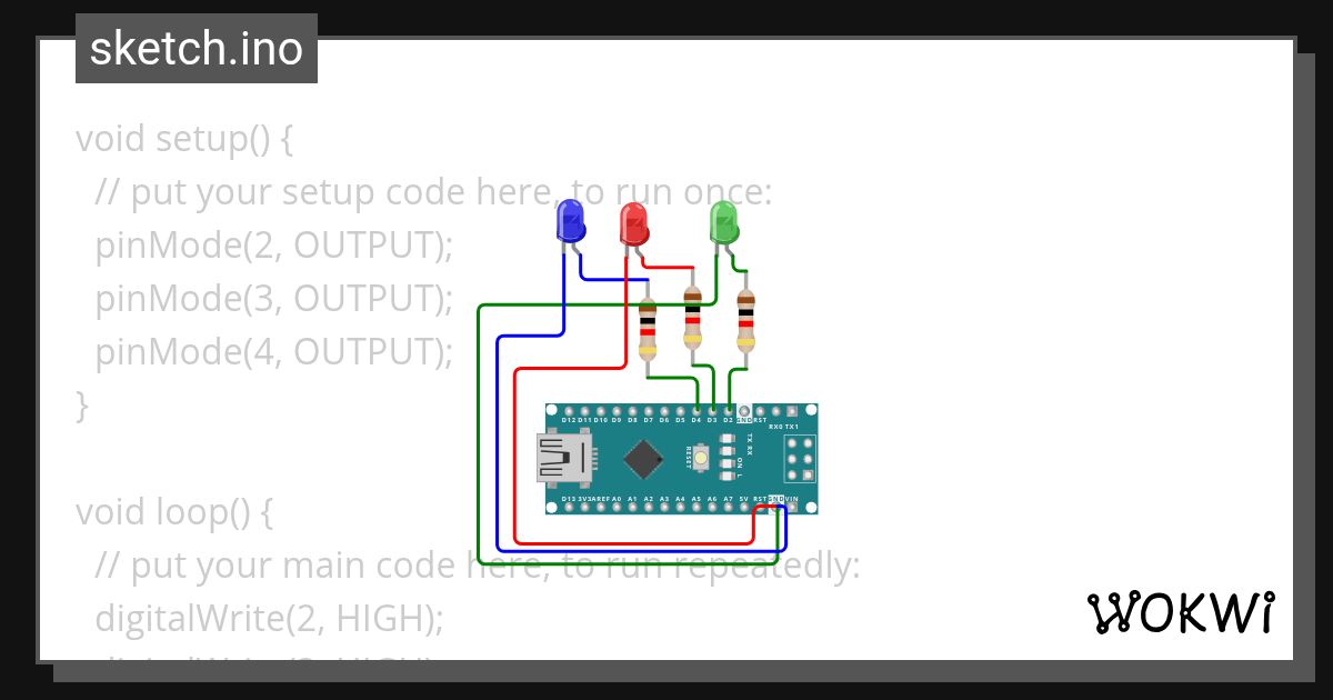 Exercise 1 - Making your first circuit.ino - Wokwi ESP32, STM32 ...